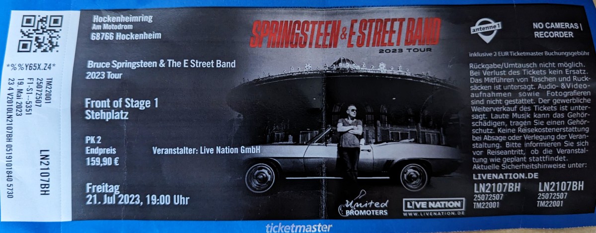 Bruce Springsteen – Hockenheim – 21 juillet 2023 – Passion du Live